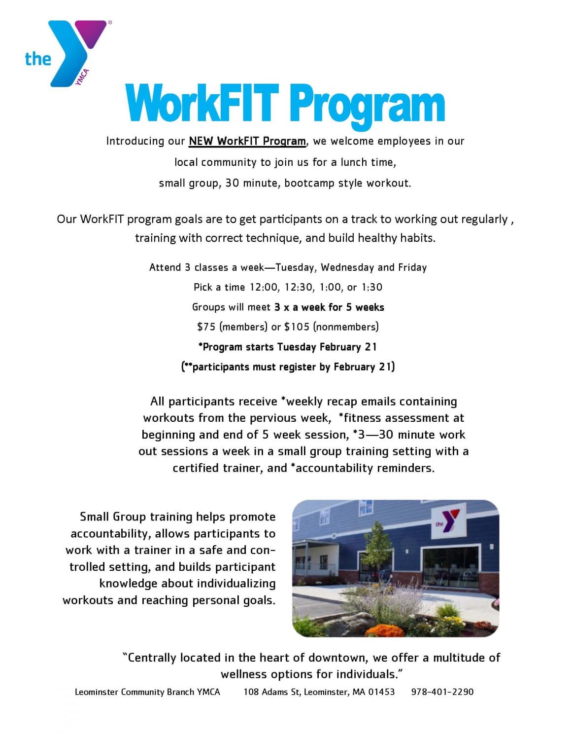 Introducing the NEW WorkFIT Program at Leominster YMCA » North Central ...